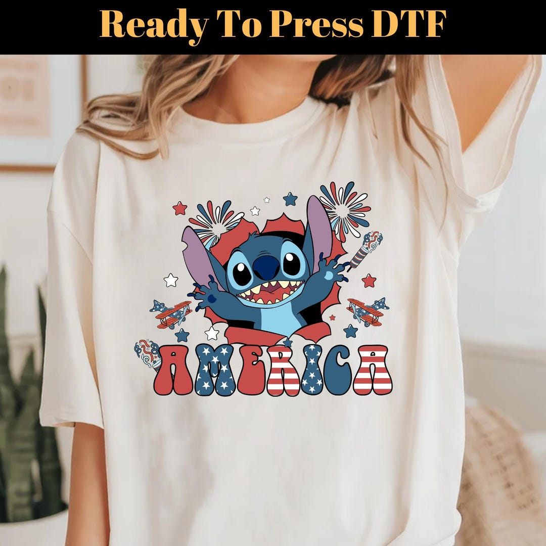 Stitch America DTF Transfer, Stitch Ready to Press, Stitch 4th of July ...