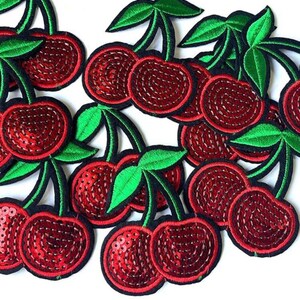 Cherry Sequin Patch - Etsy