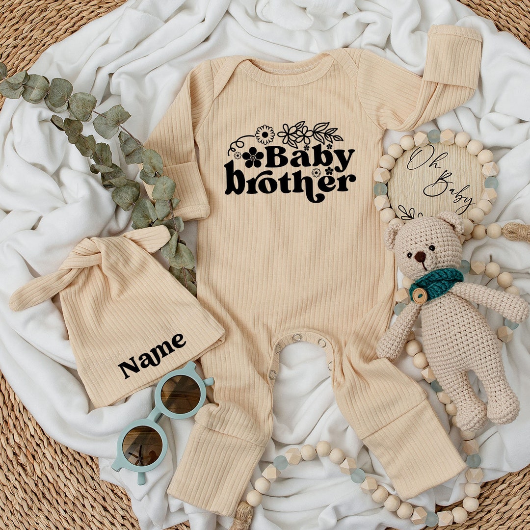 Baby Brother Set Bodysuit and Hat, Little Brother Shirt, Custom ...