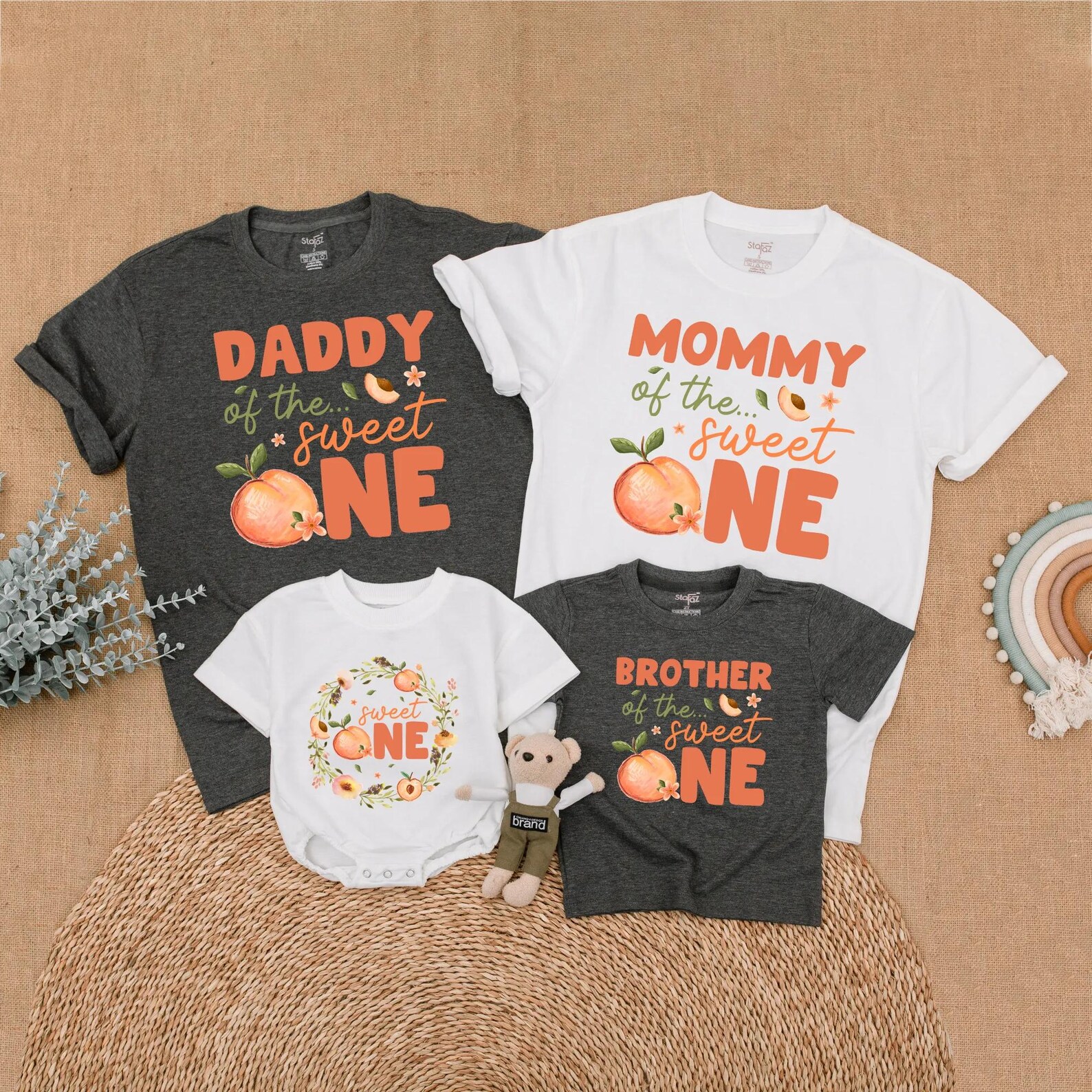 One Sweet Peach Birthday Family Shirts, Peach 1st Birthday Shirt, Peach ...