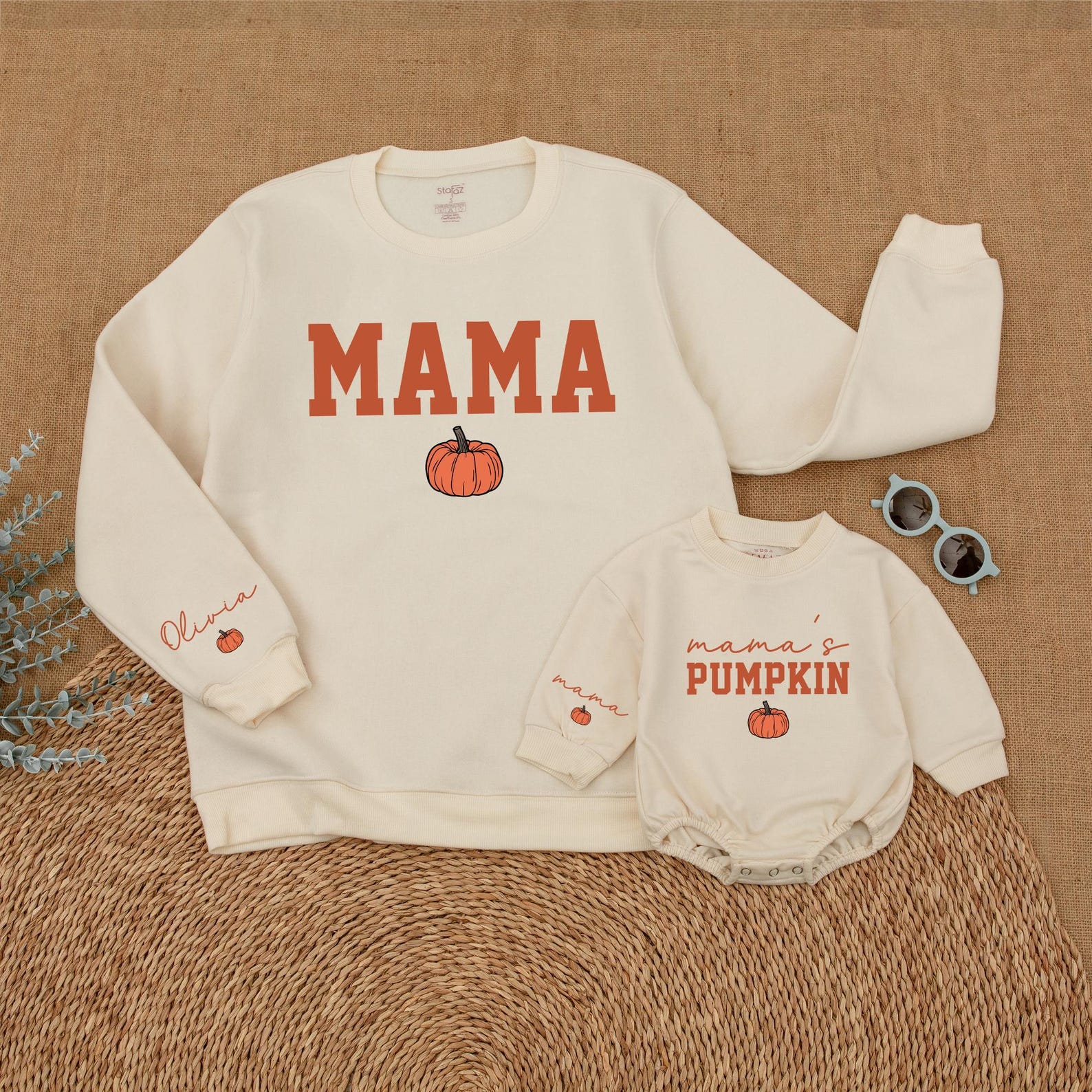 Mama and Mama's Pumpkin Sweatshirt Romper, Mommy and Me Sweater, My ...
