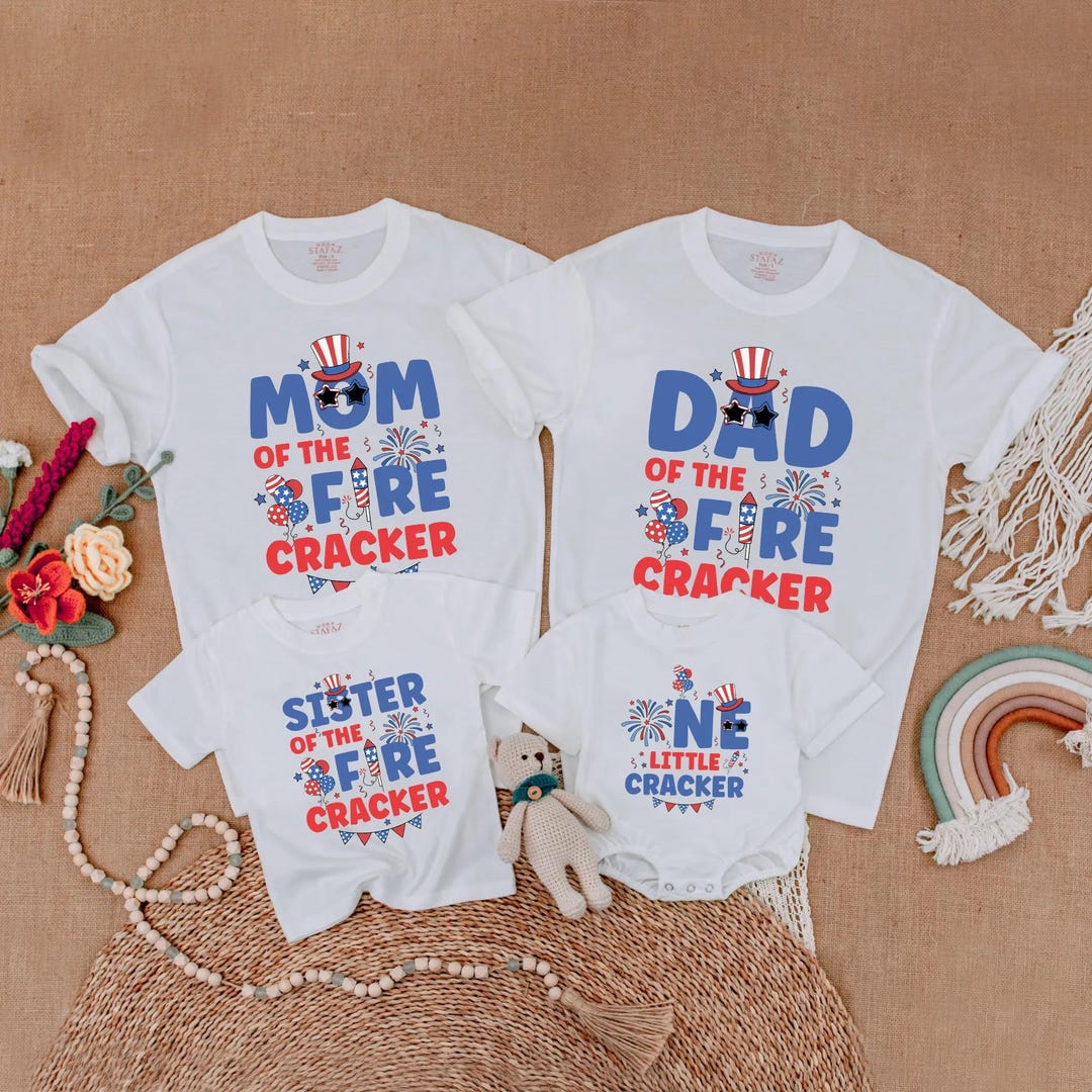 4th of July Firecracker Birthday Matching Shirt, One Little Firecracker ...