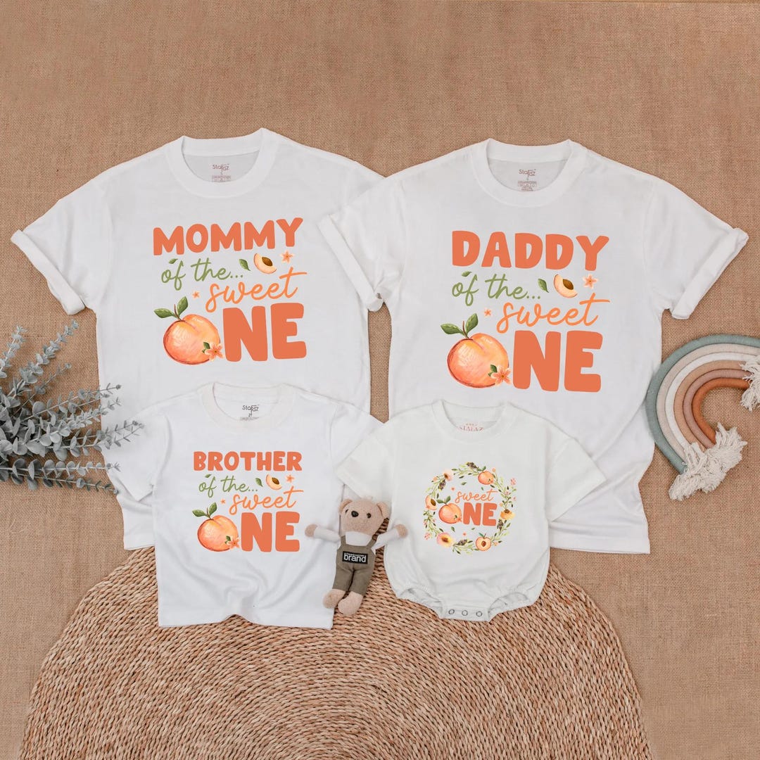 One Sweet Peach Birthday Family Shirts, Peach 1st Birthday Shirt, Peach ...