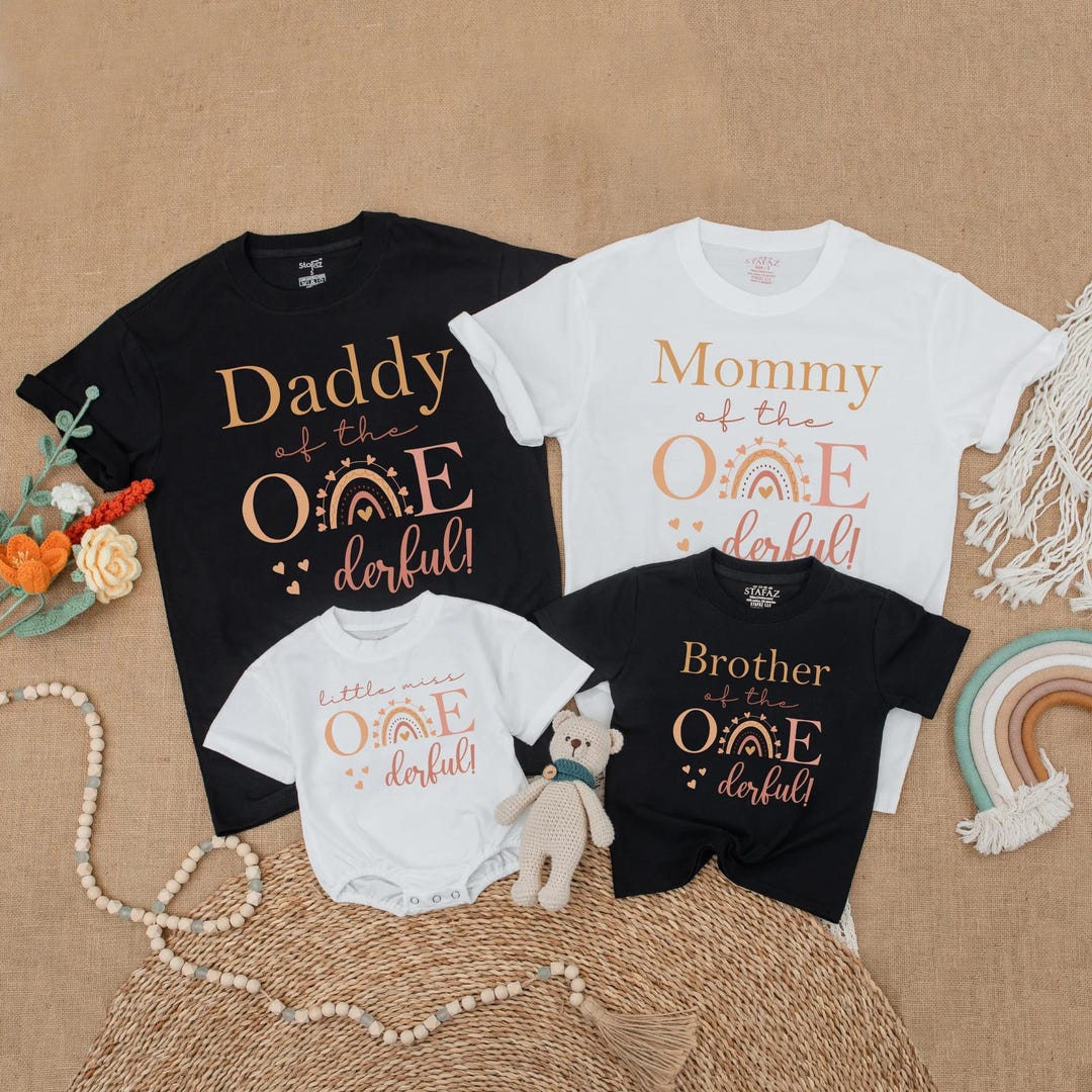 Rainbow One-derful Birthday Family Shirt, Boho Rainbow Matching Shirt ...