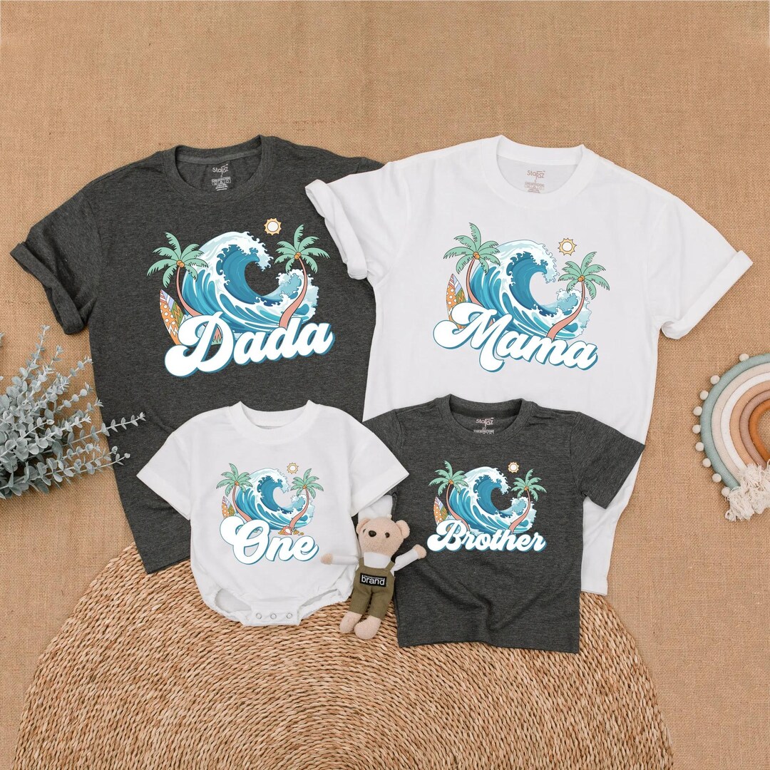 Surf Matching Birthday Shirts, Beach 1st Birthday Matching T-shirt ...