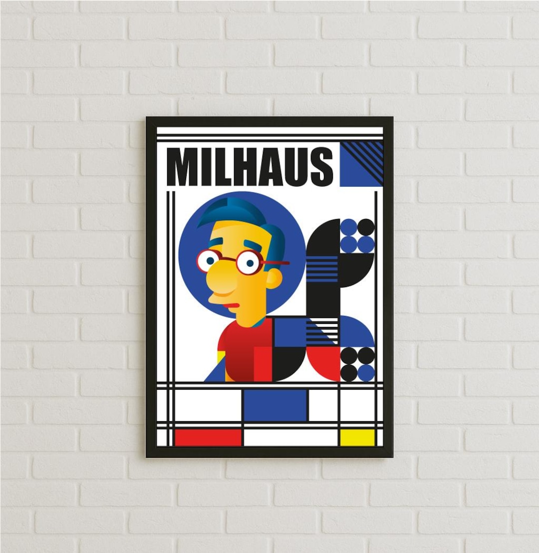 MILHAUS Poster Bauhaus Style Simpsons Wall Art, Milhouse Minimalist ...