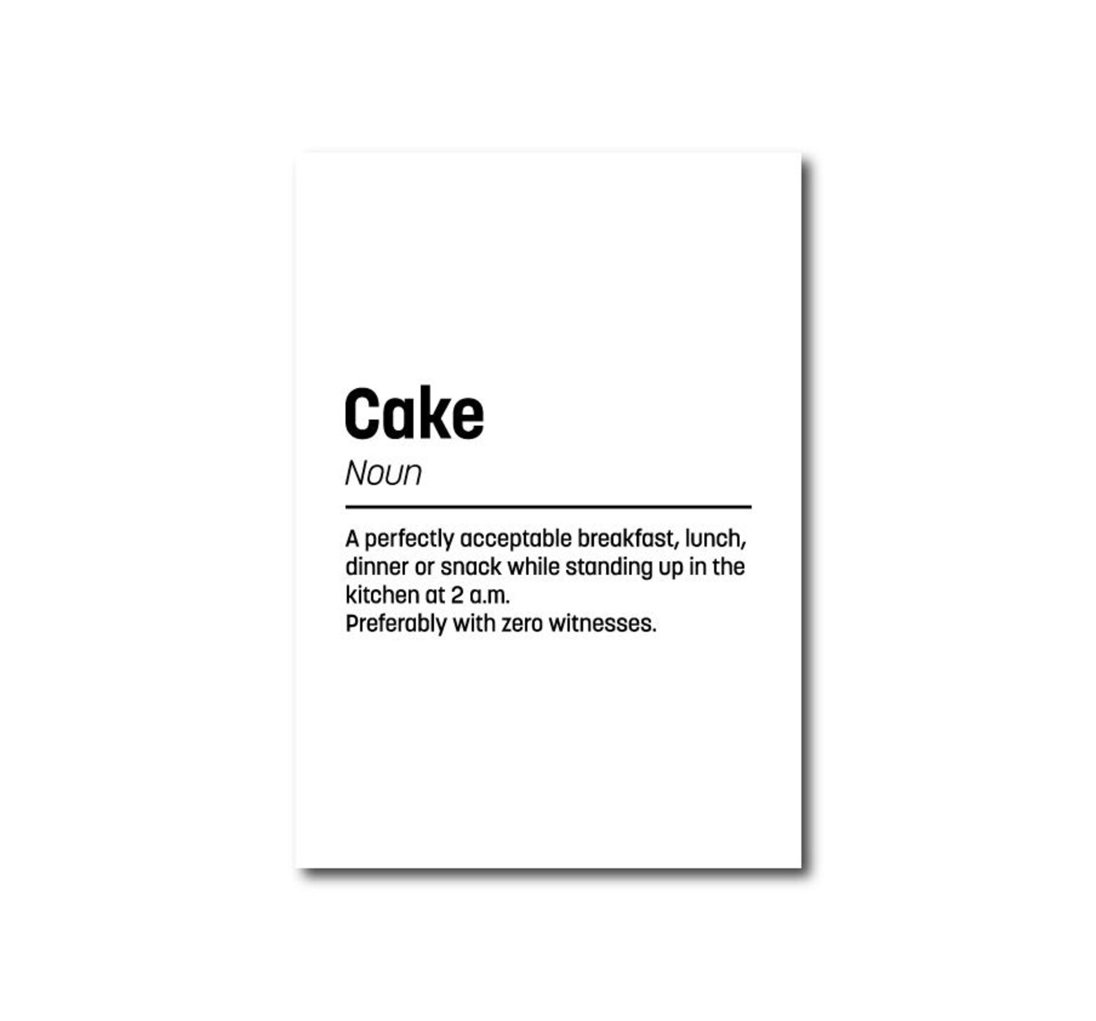 Funny Cake Dictionary Definition Poster Print, Minimalist Kitchen Wall ...