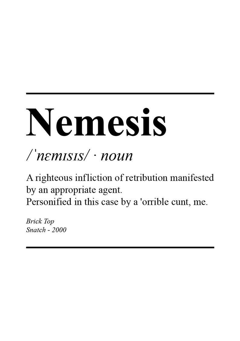 Nemesis Definition Brick Top Snatch 2000 Quote - Etsy