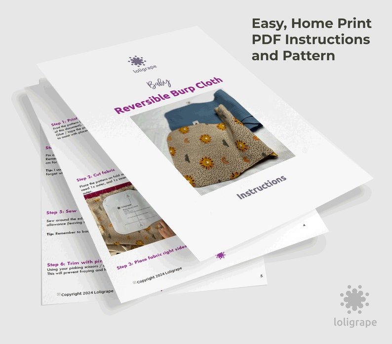 PDF Reversible Baby Burp Cloth Pattern || Baby Gift || One Size ...