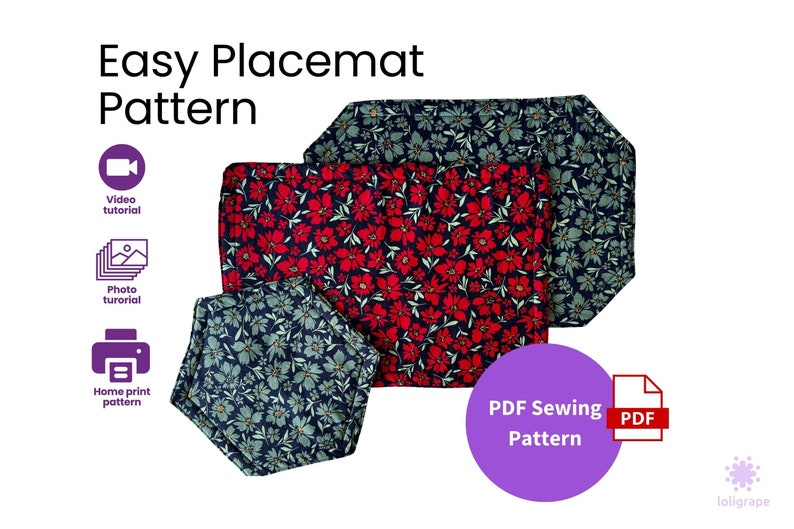 3 Easy Placemat Sewing Patterns | Christmas | Thanksgiving | Gift Set ...
