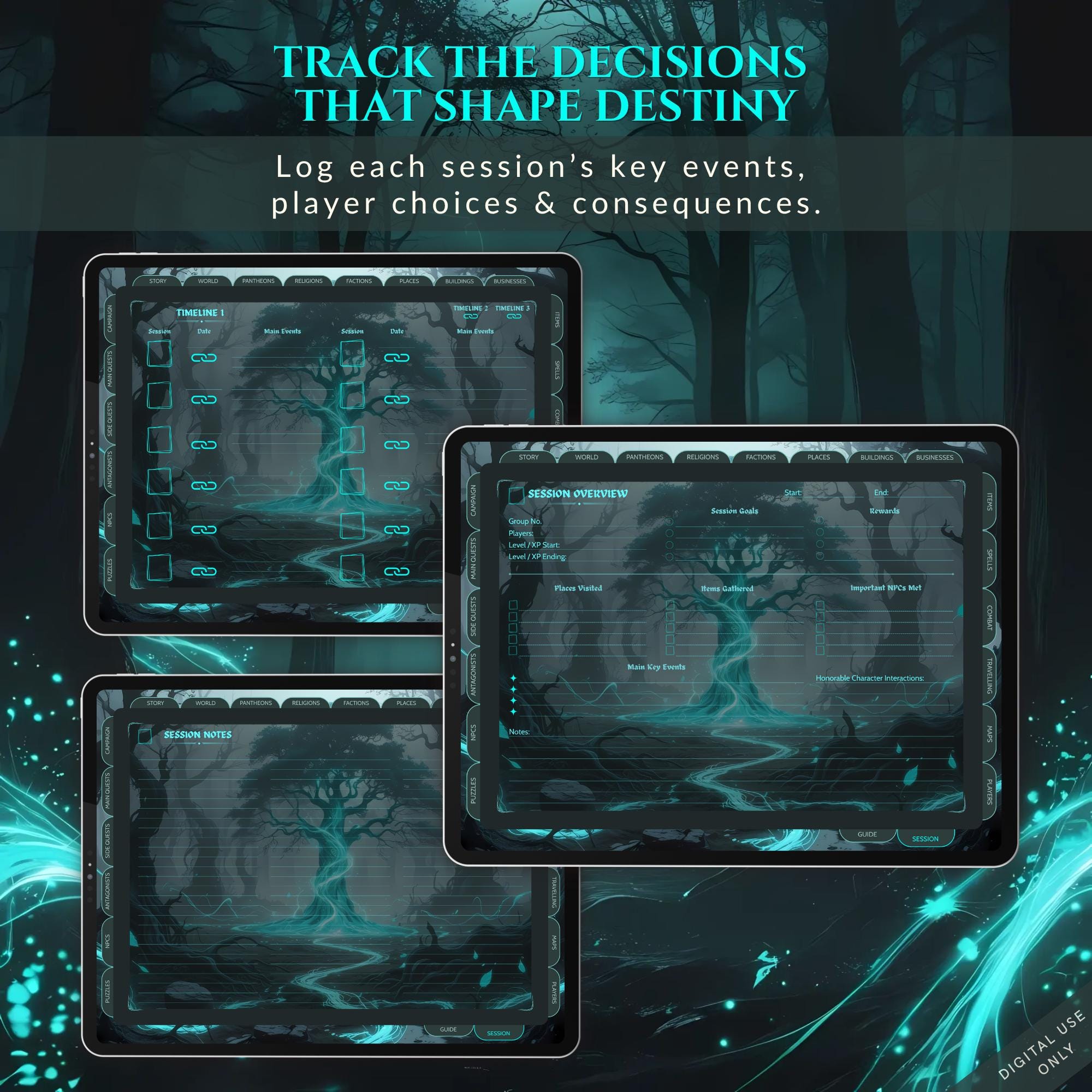 6 Digital DND Journal for Dnd 5e | Hyperlinked DM Journal | Dnd ...