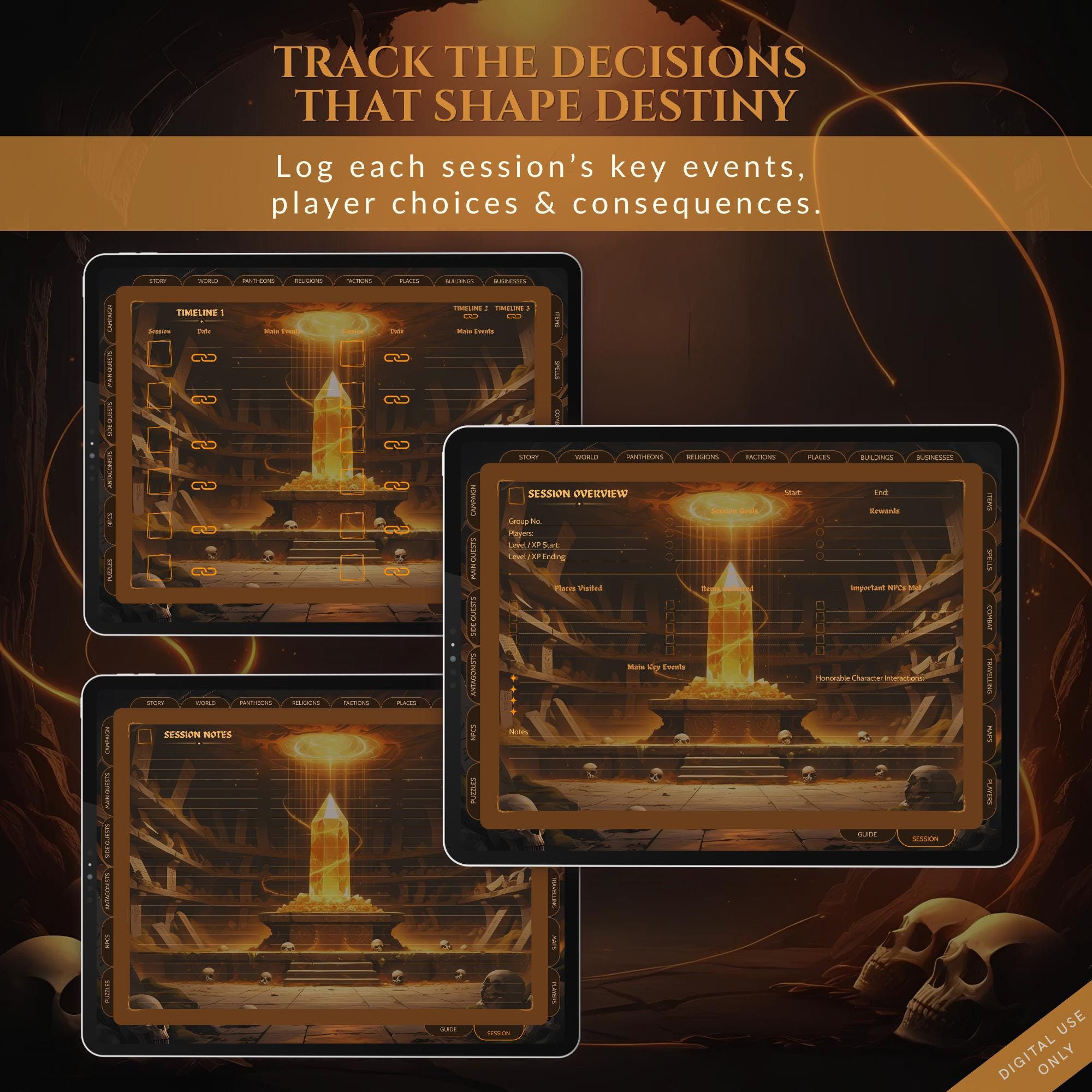 Digital DND Journal for Dnd 5e | Hyperlinked DM Planner Pdf Orange ...