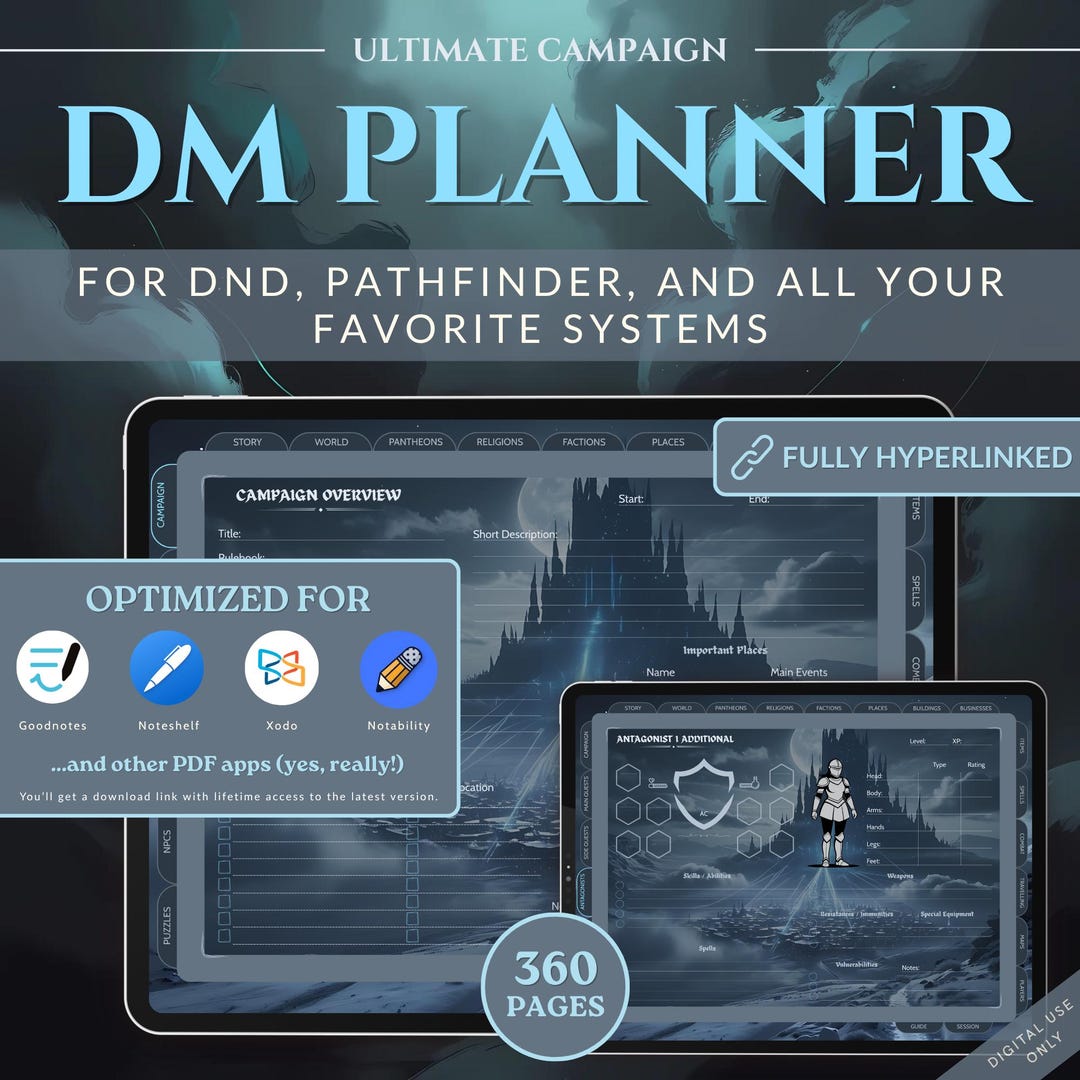 Digital DND Journal for Dnd 5e | Hyperlinked DM Journal Pdf | Dnd ...