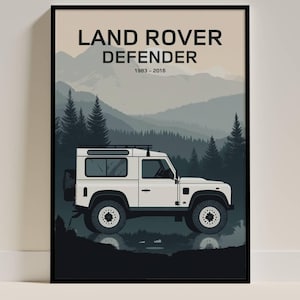Land Rover Defender 90 Offroad Side View Illustration Retro Automotive ...