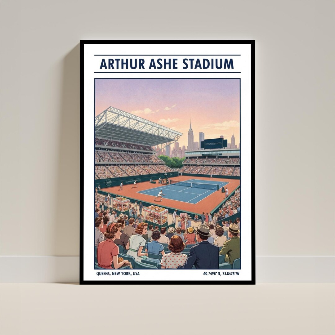 Arthur Ashe Tennis Stadium Poster for Tennis Lovers, Tennis Gift - Etsy