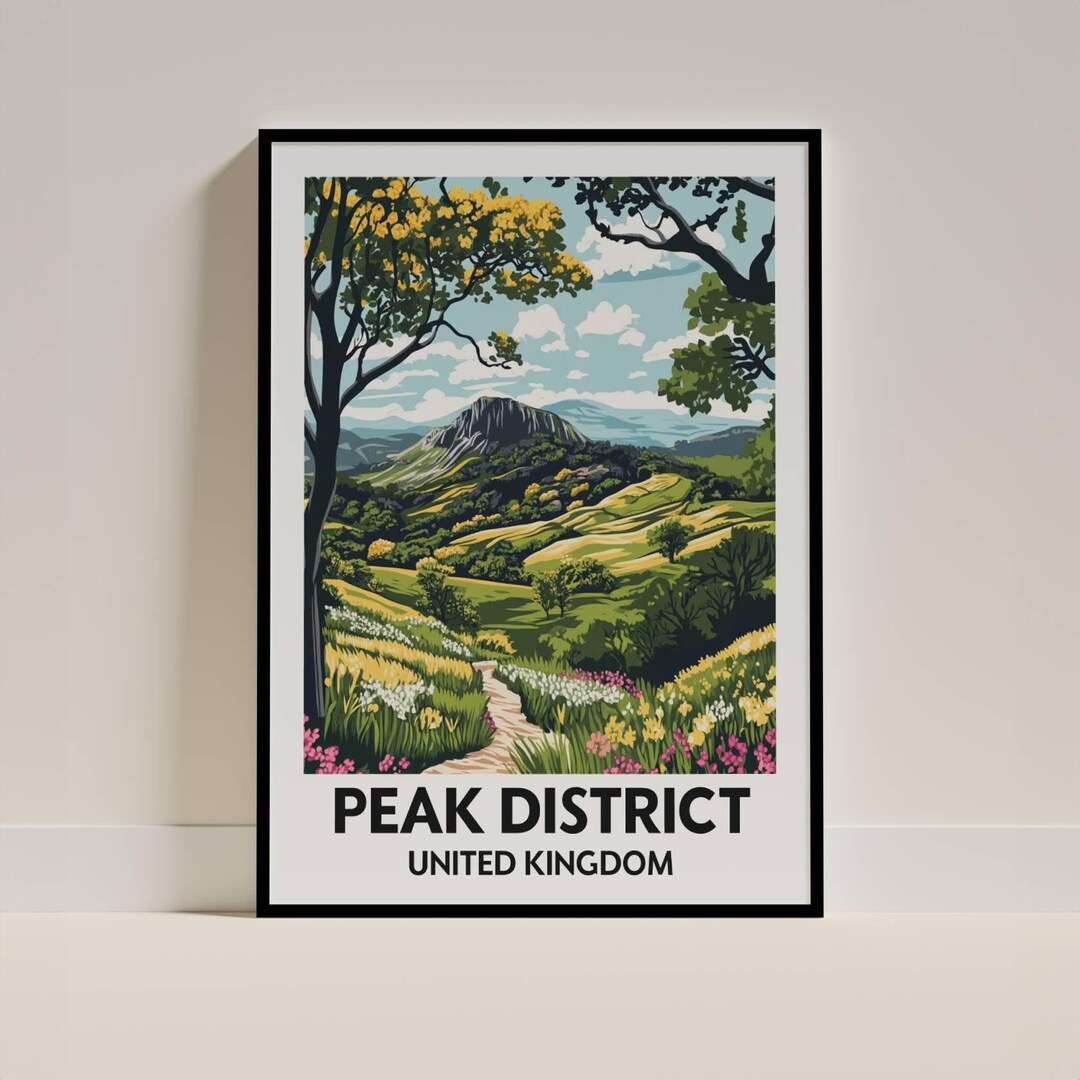 Peak District Poster UK Travel Art Print British Countryside Wall Art ...