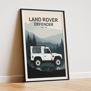 Land Rover Defender 90 Offroad Side View Illustration Retro Automotive ...