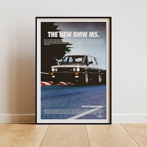 BMW M5 Poster Advert Vintage Classic Retro Art Print, Wall Decor, Man ...