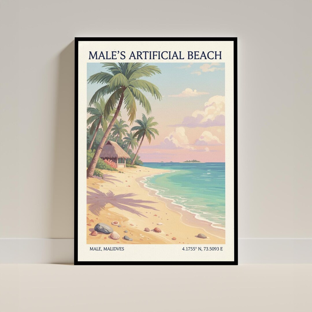 Male's Artificial Beach Maldives Art Print – Tropical Beach Wall Art ...