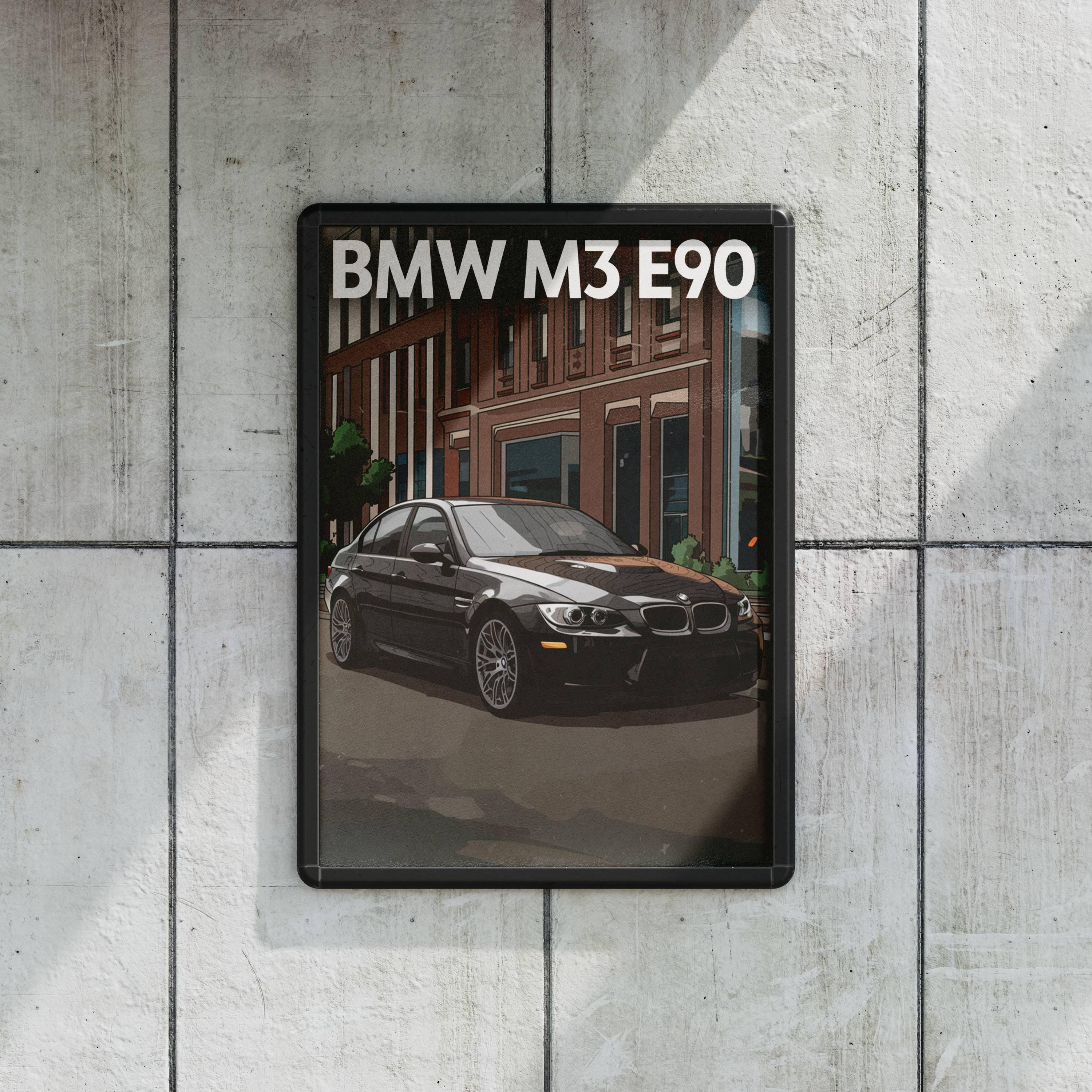 BMW M3 E90 Poster Illustration, Classic Car Art Print, Perfect Wall ...