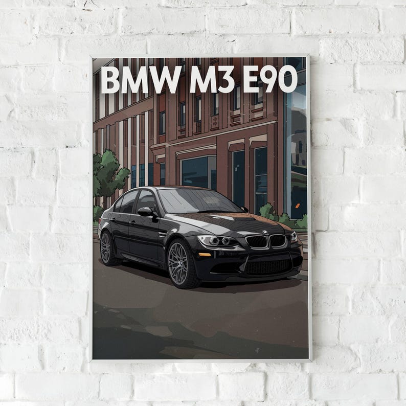 BMW M3 E90 Poster Illustration, Classic Car Art Print, Perfect Wall ...