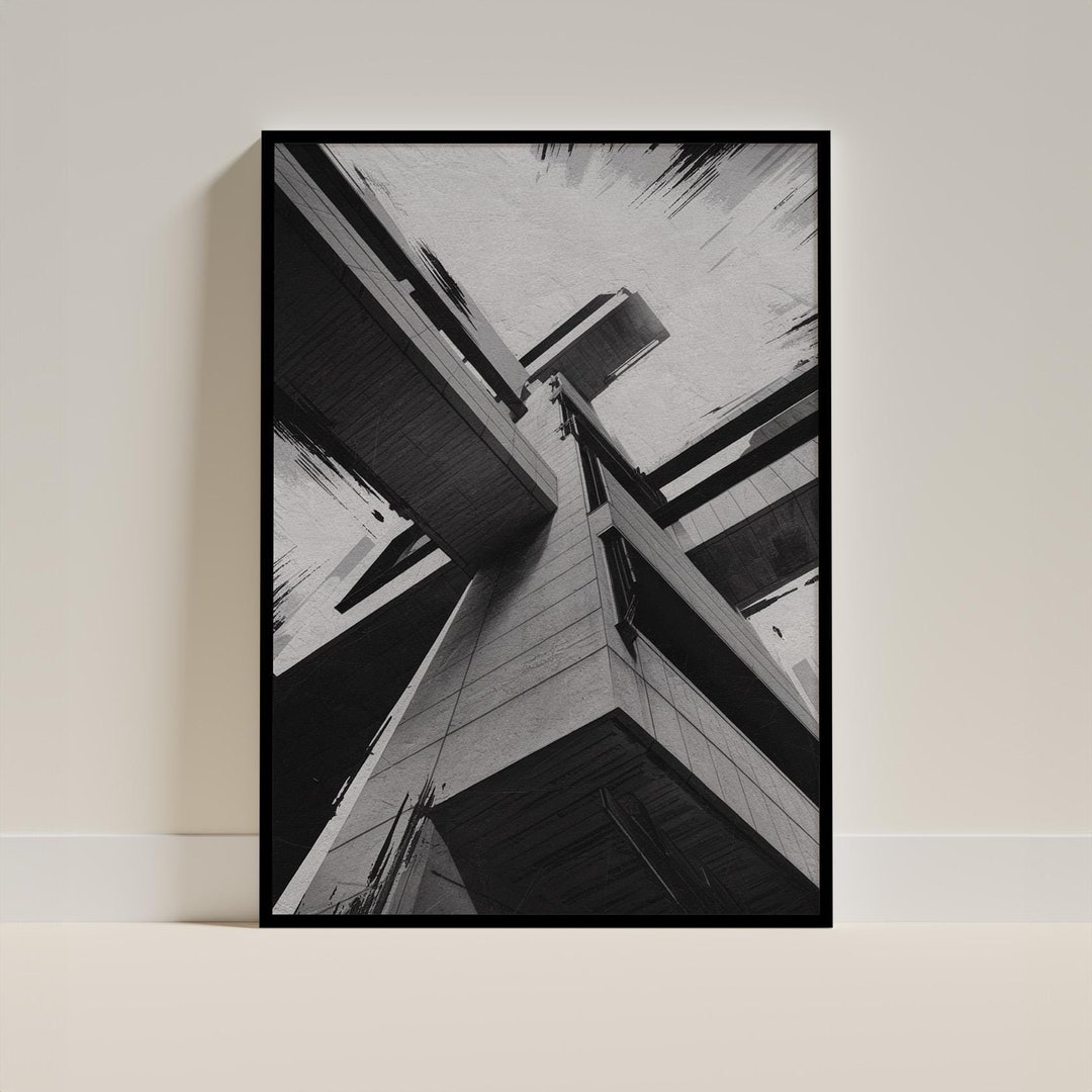 Abstract Architecture Planning Poster | Black and White Monotone Zen ...