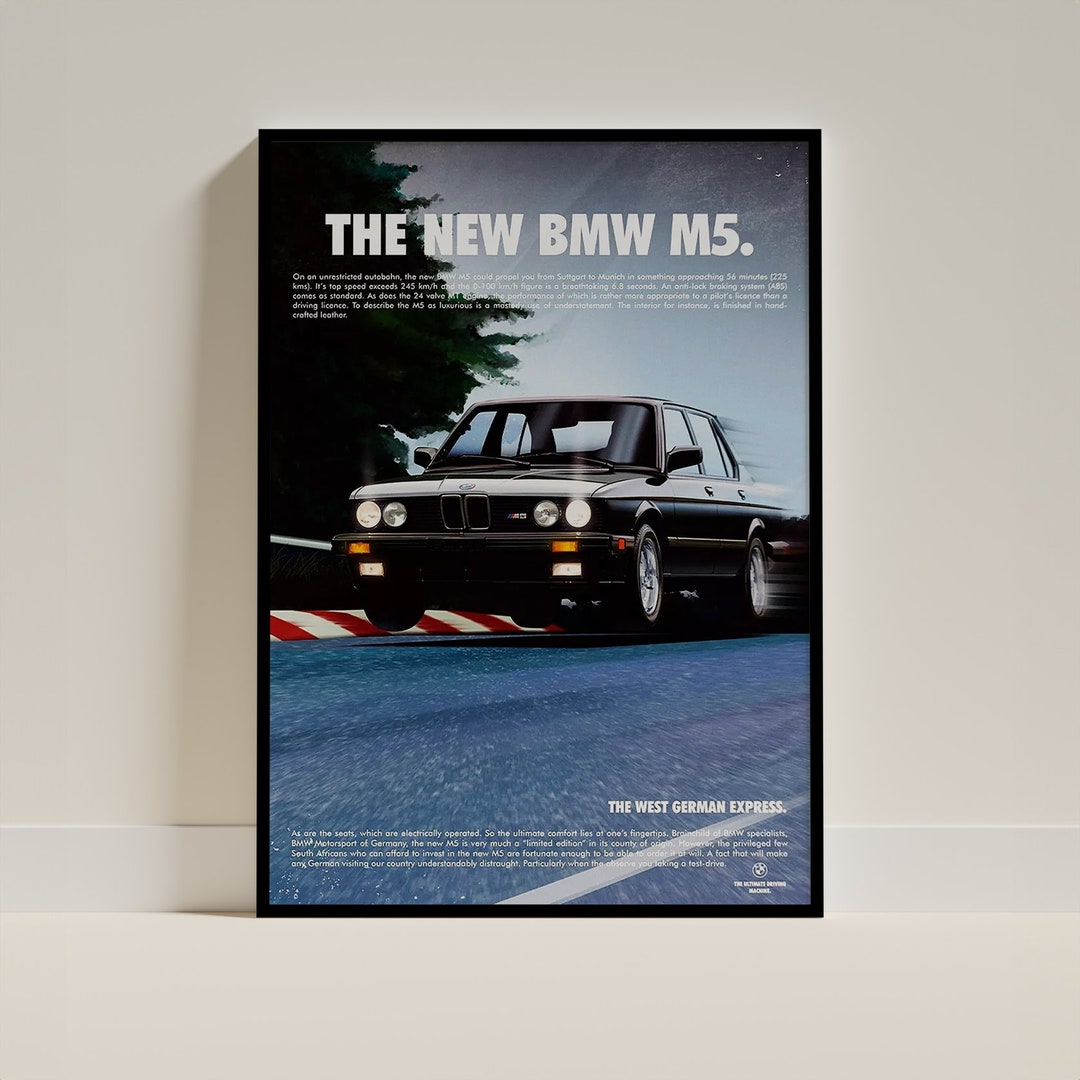 BMW M5 Poster Advert Vintage Classic Retro Art Print, Wall Decor, Man ...