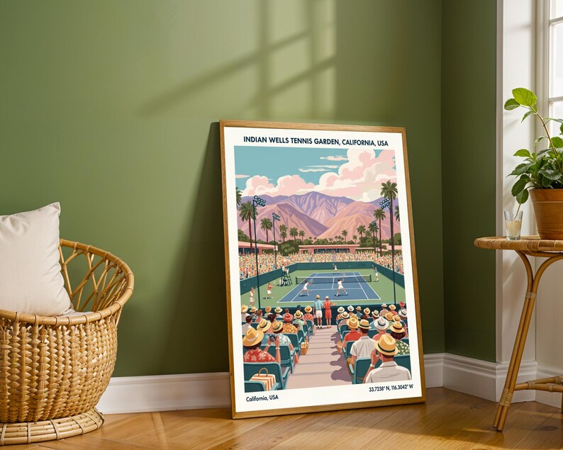 Indian Wells Tennis Garden Poster – Vintage California Travel Print ...
