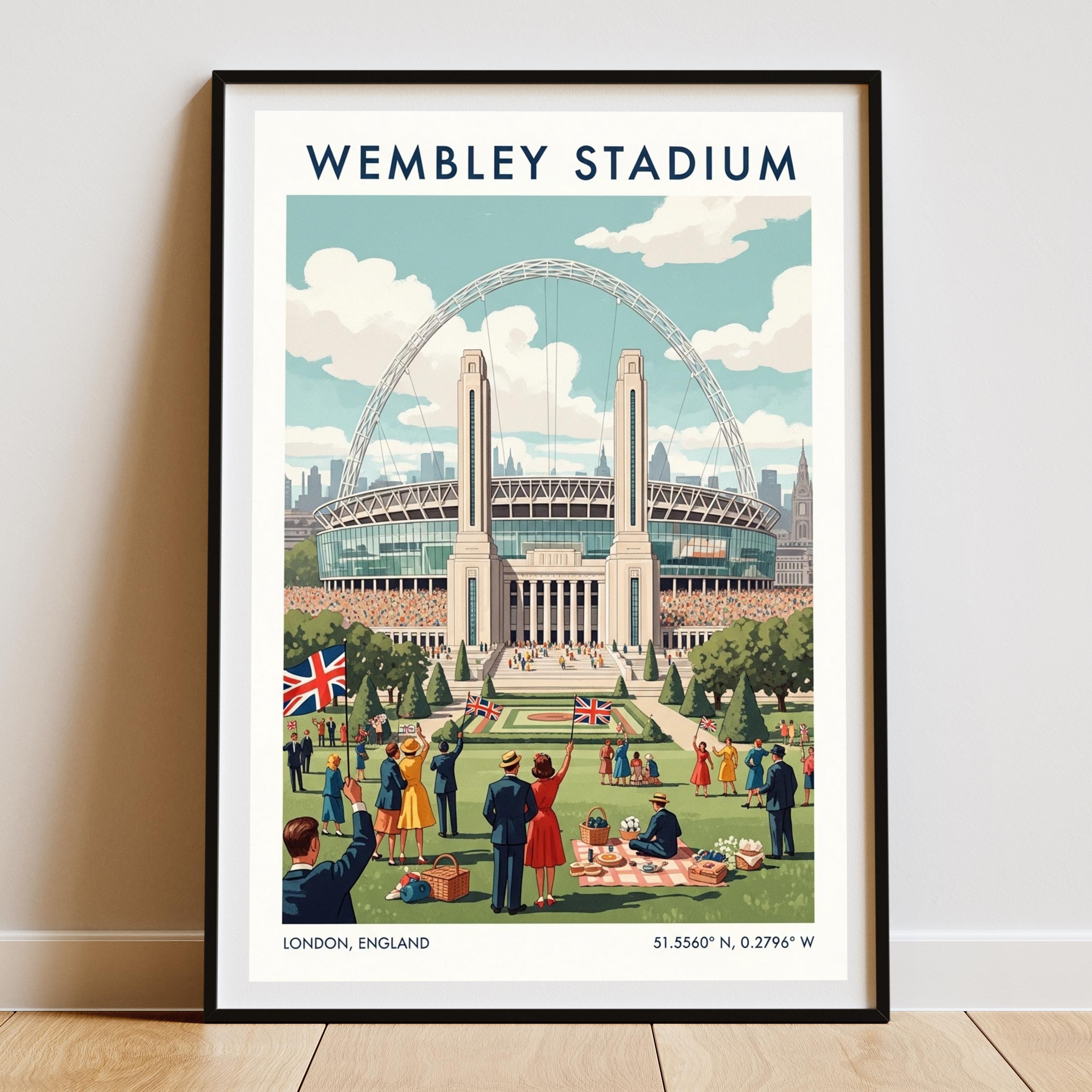 Wembley Stadium Football Arena Poster – Vintage London England Premier ...