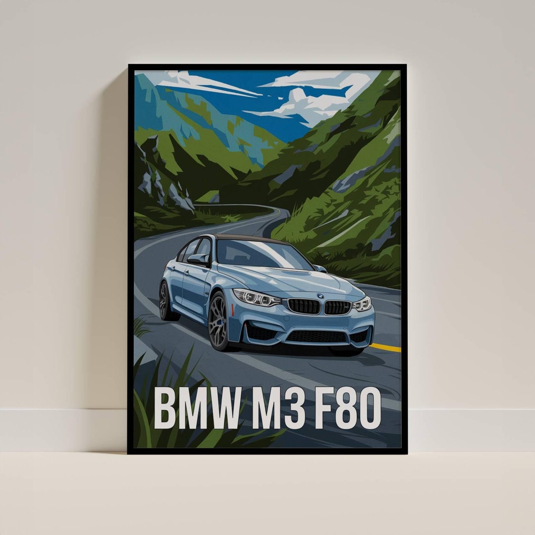 BMW M3 F80 Poster Art Illustration Wall Print Car Wall Decor, Perfect ...