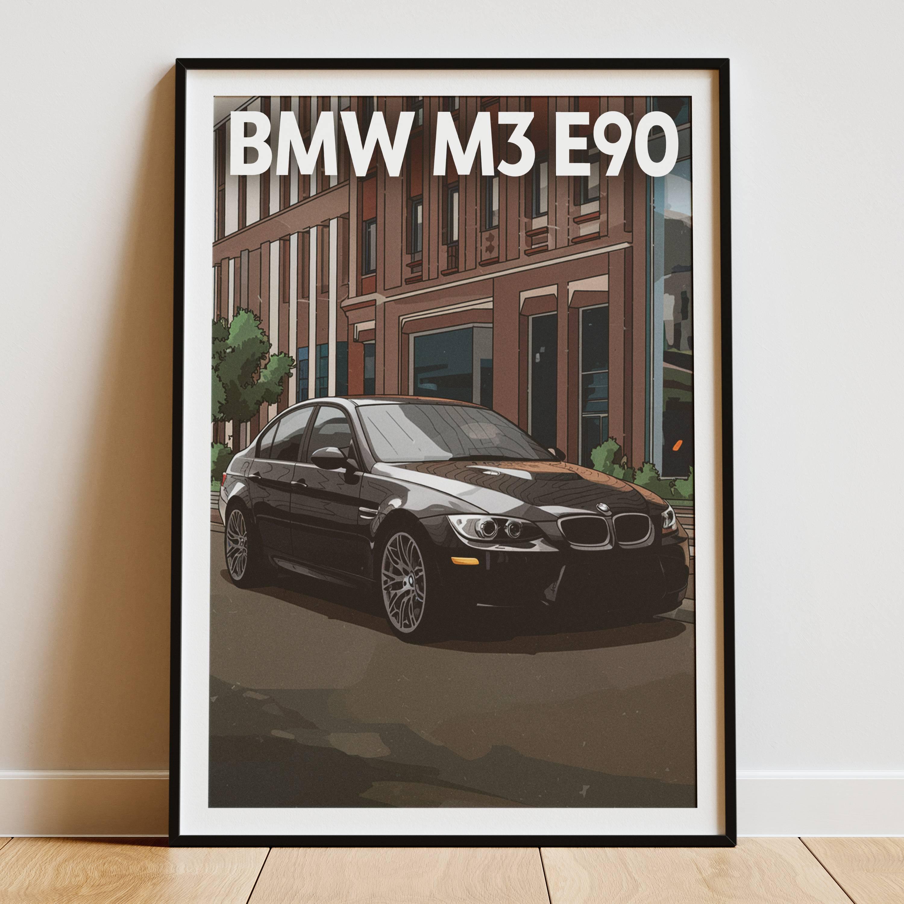 BMW M3 E90 Poster Illustration, Classic Car Art Print, Perfect Wall ...
