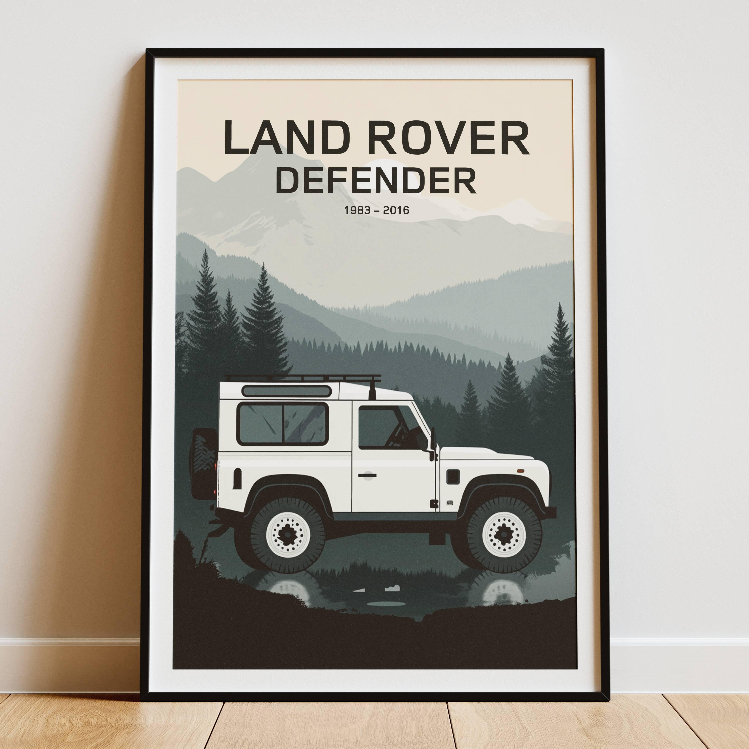 Land Rover Defender 90 Offroad Side View Illustration Retro Automotive ...
