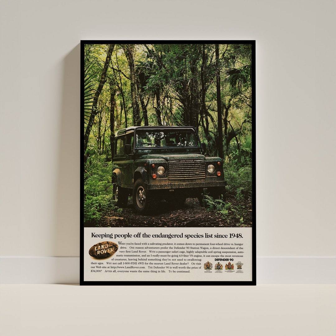 Land Rover Defender Advert Retro Automotive Poster, Art Print - Etsy ...