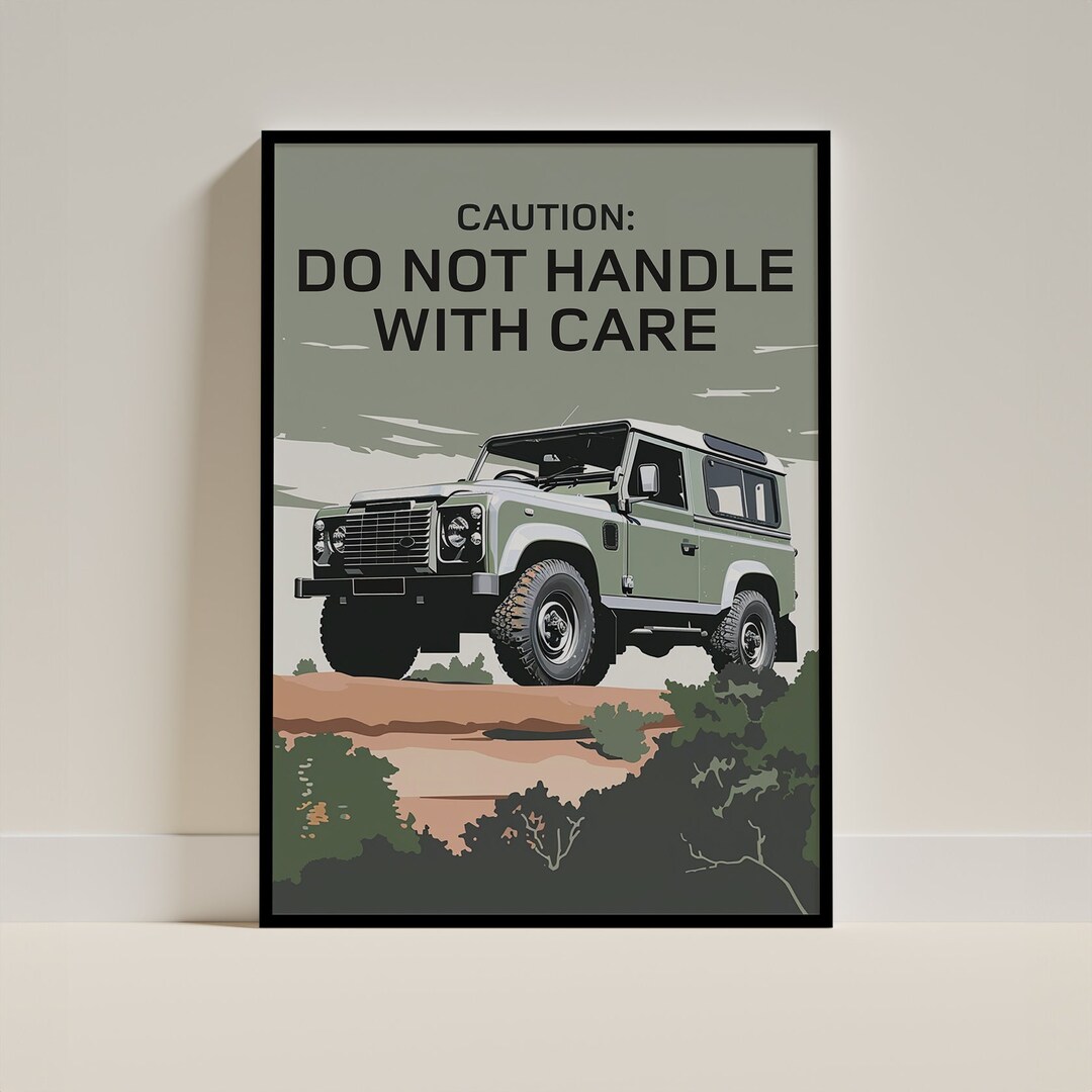 Land Rover Defender 90 Offroad Illustration Poster 'do Not Handle With ...