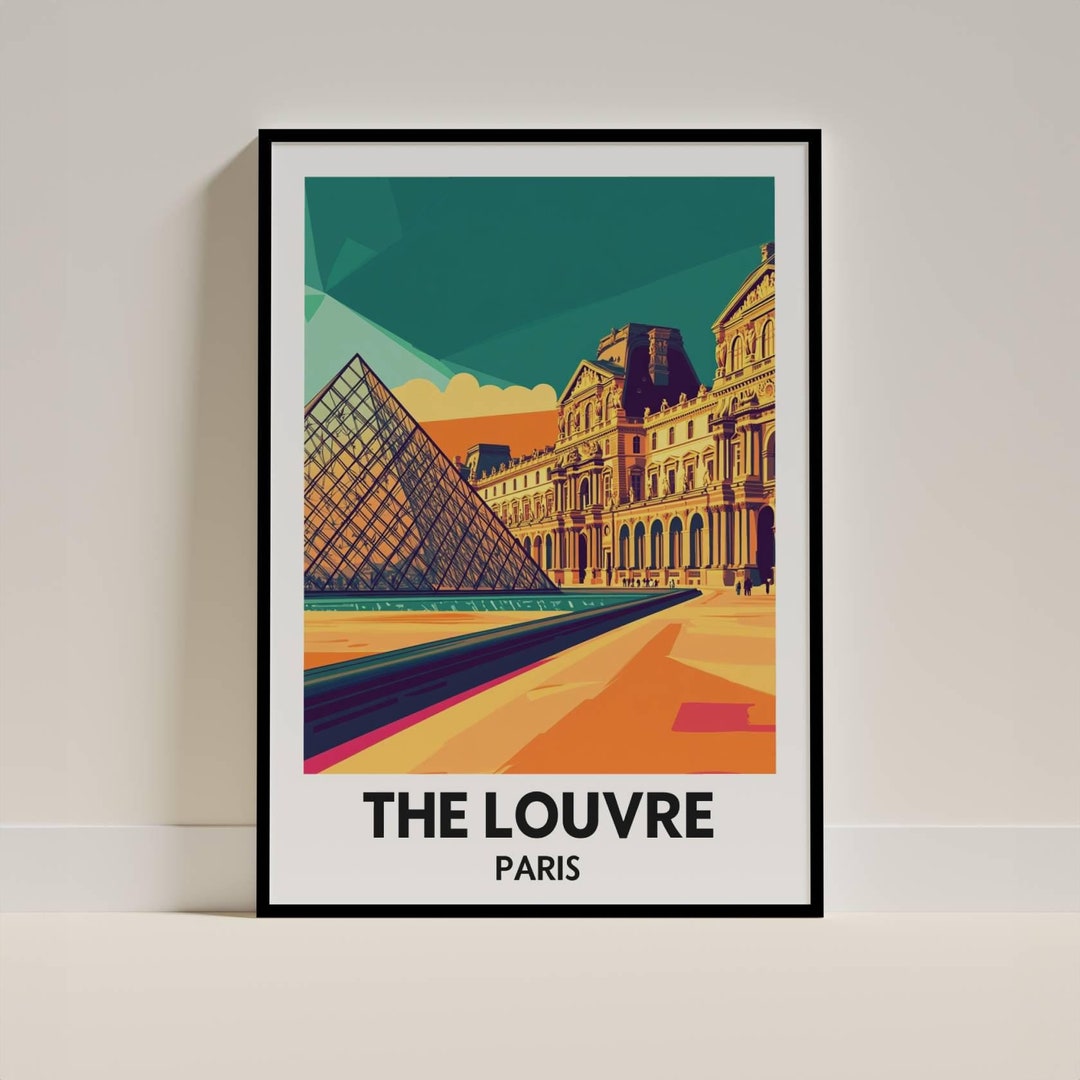 Louvre Museum Poster Paris Wall Art Iconic French Landmark Print ...