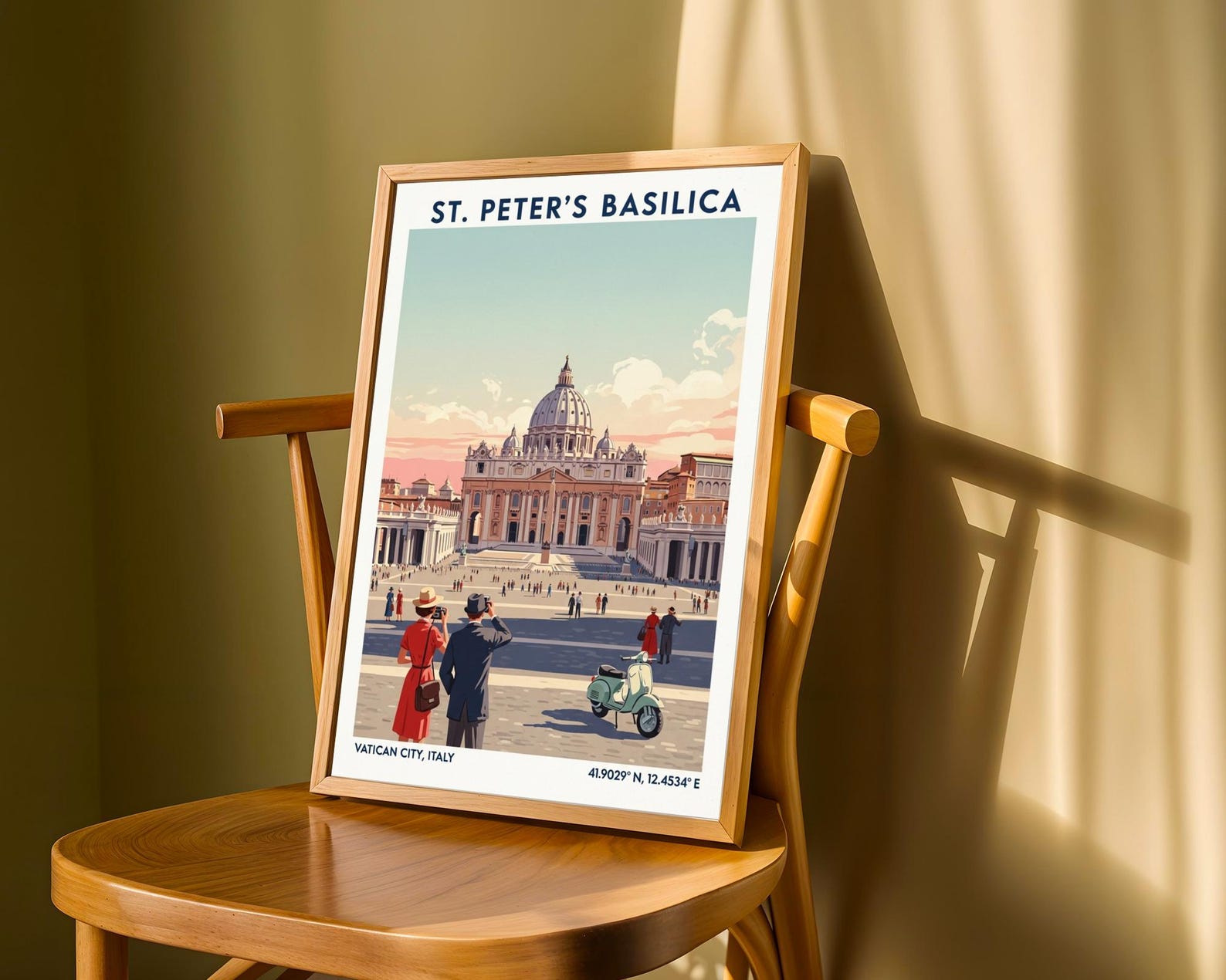 St Peter's Basilica Cathedral Travel Poster – Vintage Vatican City ...