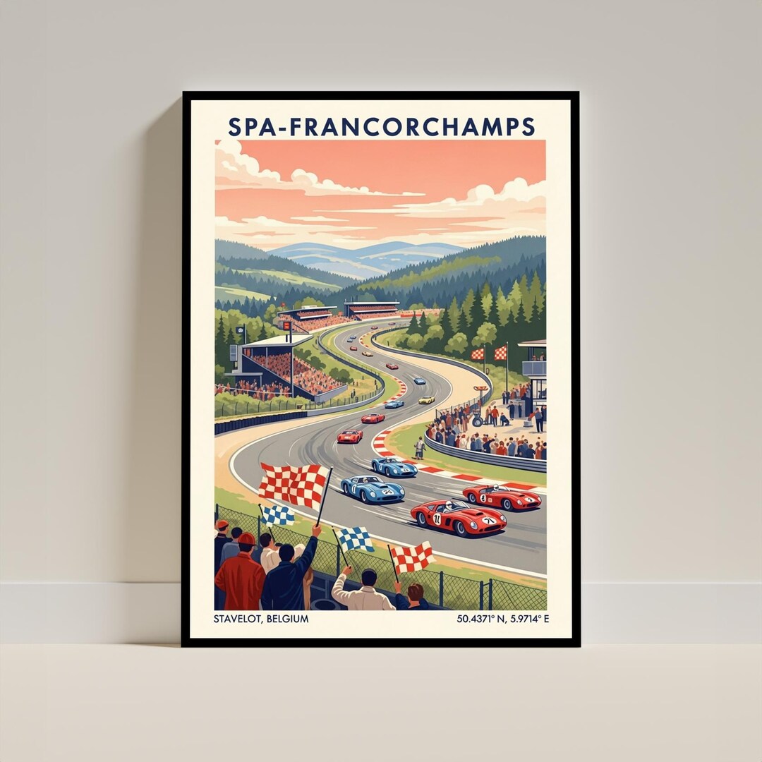 Spa-francorchamps F1 Racing Circuit Fan Travel Poster – Vintage Racing ...