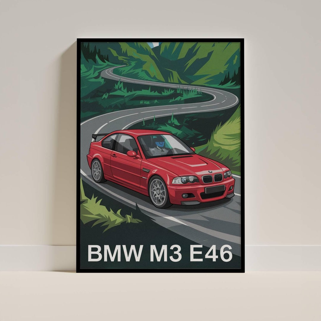 BMW M3 E46 Poster Illustration - Classic Sports Car Art Print Wall ...