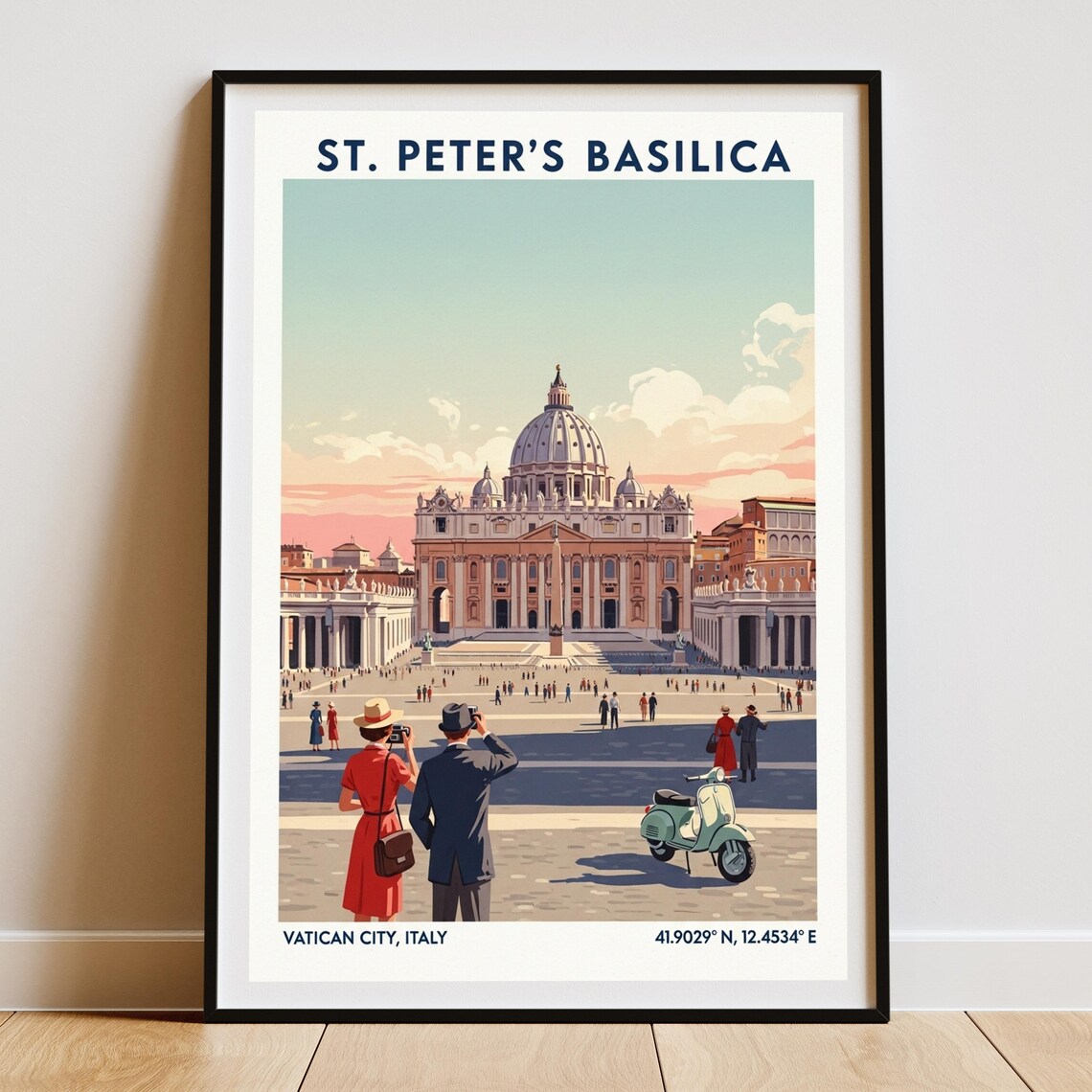 St Peter's Basilica Cathedral Travel Poster – Vintage Vatican City ...
