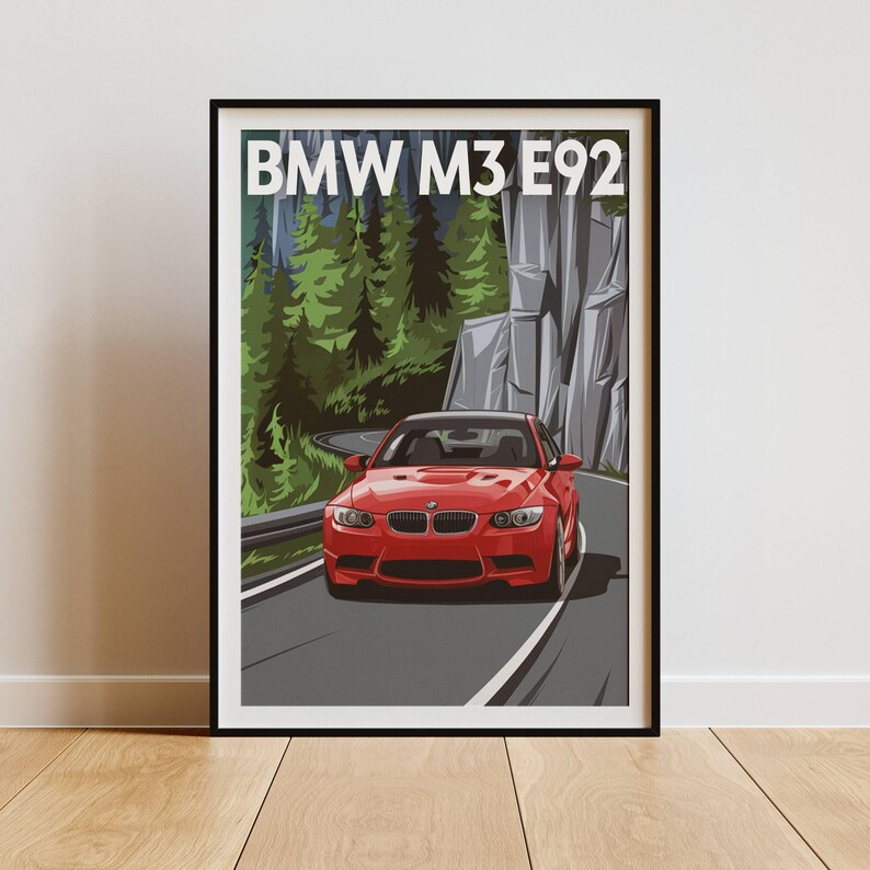 BMW M3 E92 Driving Illustration Poster Art Print - Etsy