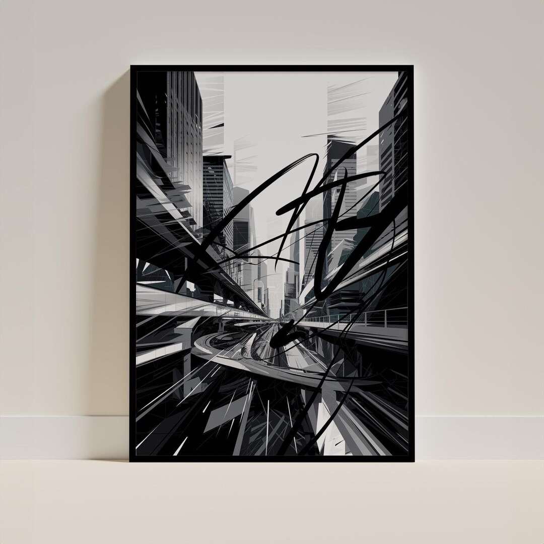 Modern Abstract Expressionist Skyline Poster | Architecture-inspired ...