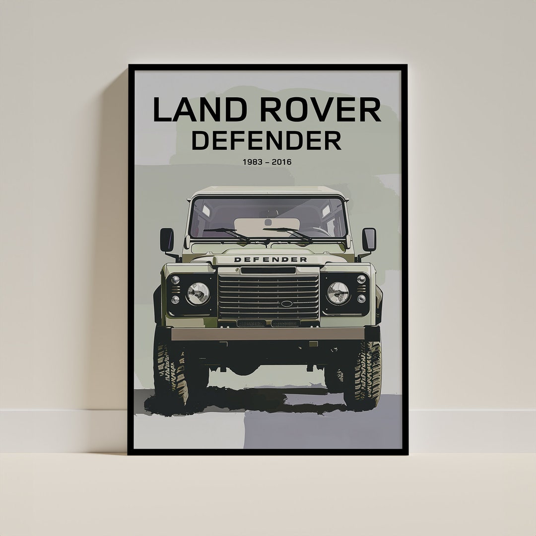 Land Rover Defender Illustration Retro Automotive Poster Home ...