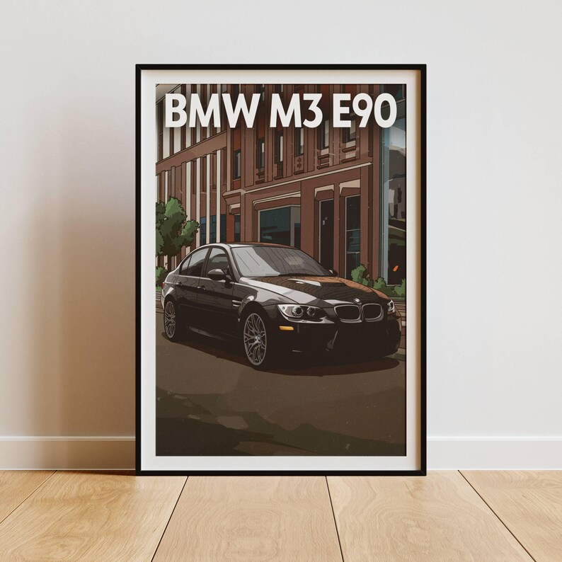 BMW M3 E90 Poster Illustration, Classic Car Art Print, Perfect Wall ...