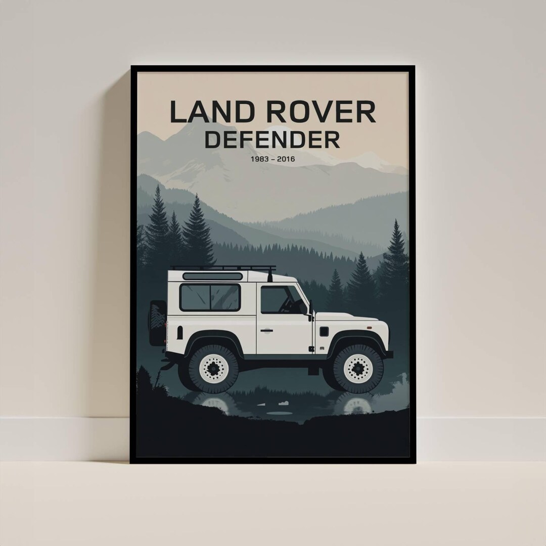 Land Rover Defender 90 Offroad Side View Illustration Retro Automotive ...