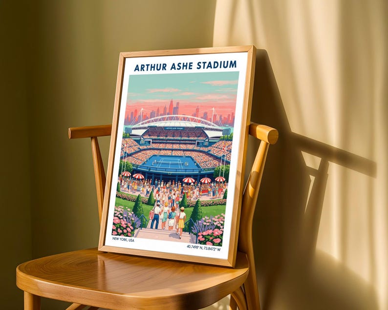 Arthur Ashe Tennis Court Stadium Poster - New York Travel Tennis Lover ...