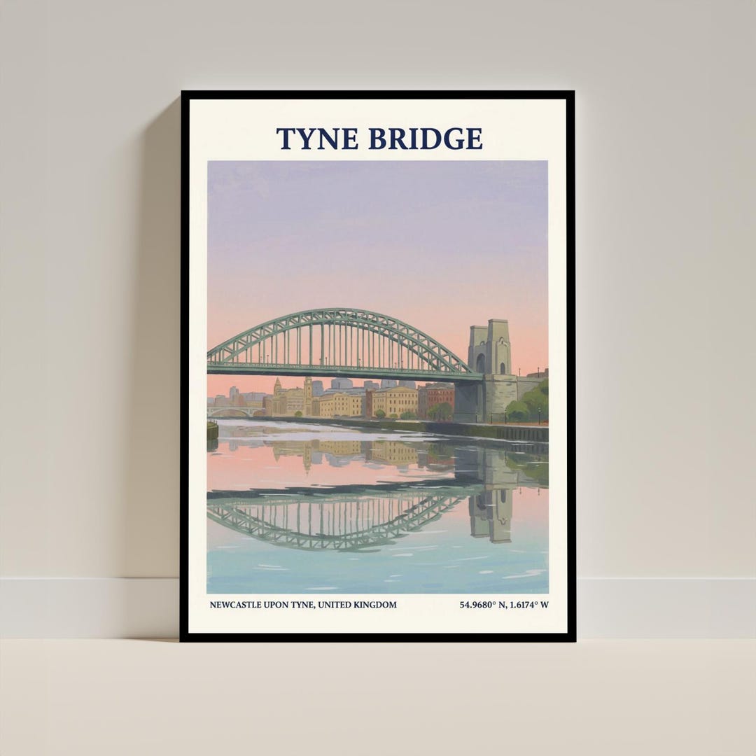 Newcastle Tyne Bridge Travel Art Print – English Northern Cityscape ...
