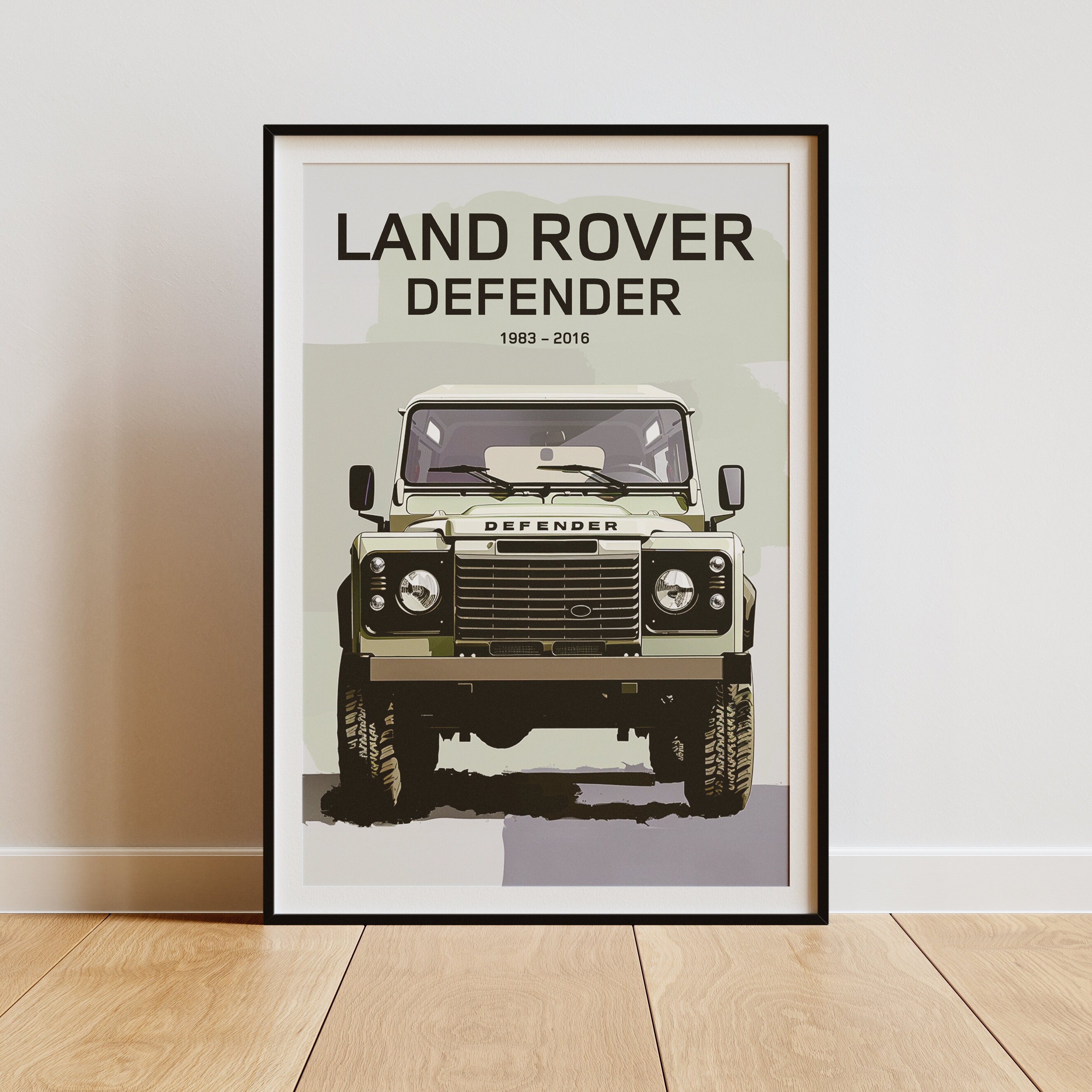 Land Rover Defender Illustration Retro Automotive Poster Home ...