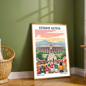 Estadio Azteca Football Stadium Poster– Vintage Mexico City Wall Art ...