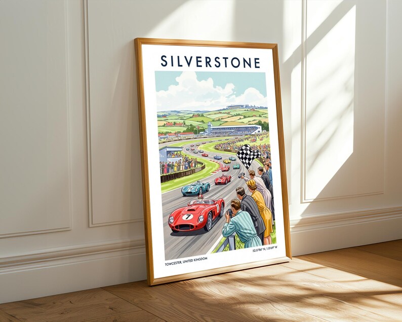 Silverstone F1 Racing Track Circuit Travel Poster – Vintage Wall Art ...