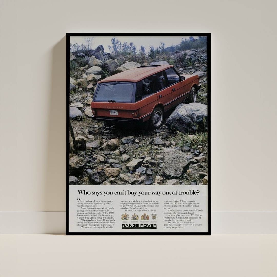 Retro Range Rover Classic Car Poster - Vintage Land Rover Ad Print ...